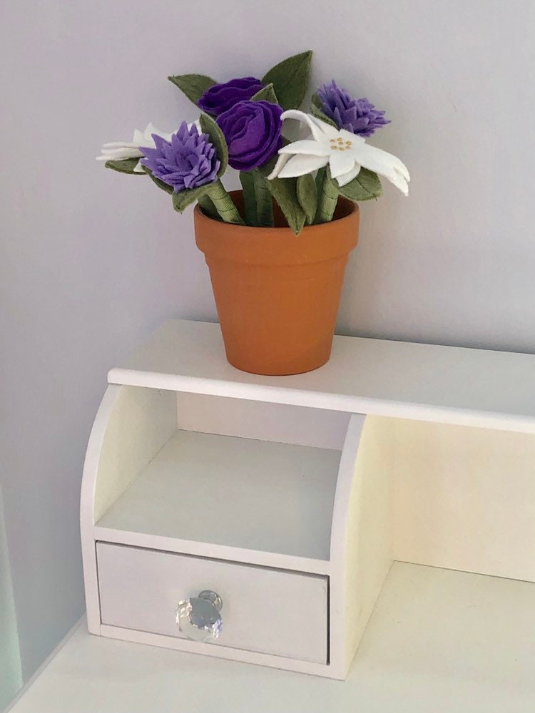 Purple Felt Flower Pens With Pot | Etsy
