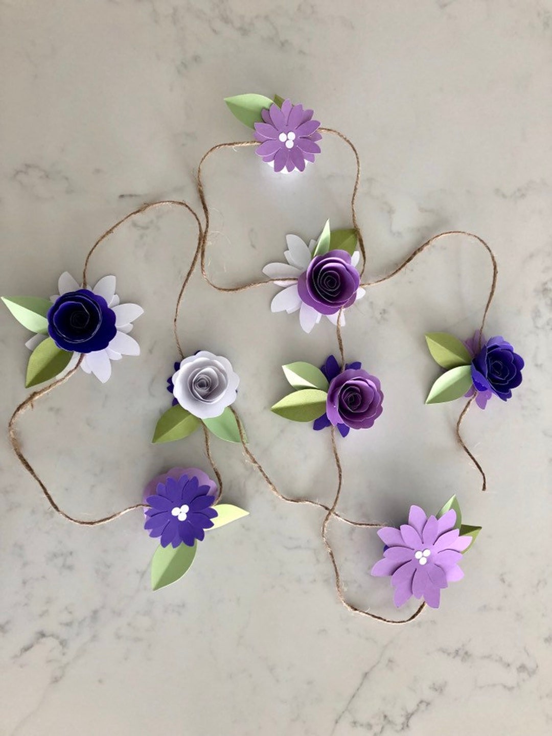 Purple Paper Flower Garland - Etsy