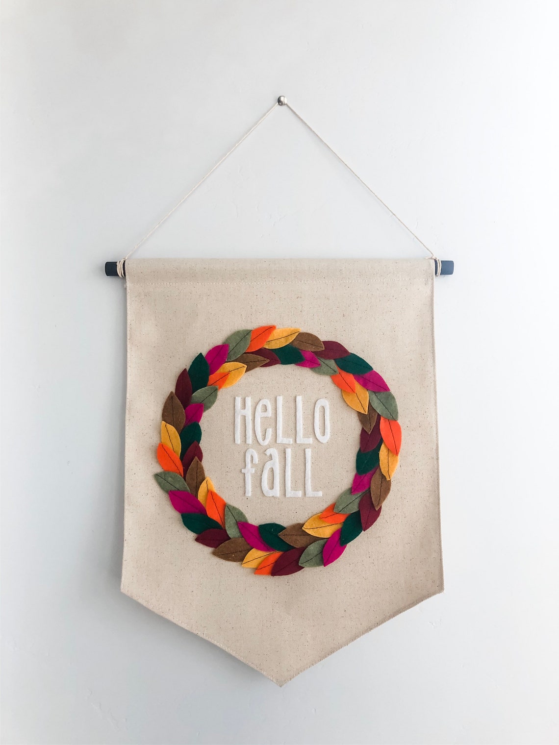 Hello Fall Felt Fall Leaves Canvas Banner and Door Hanger | Etsy