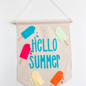 Hello Summer Popsicle Canvas Banner Wall or Door Hanger - Etsy