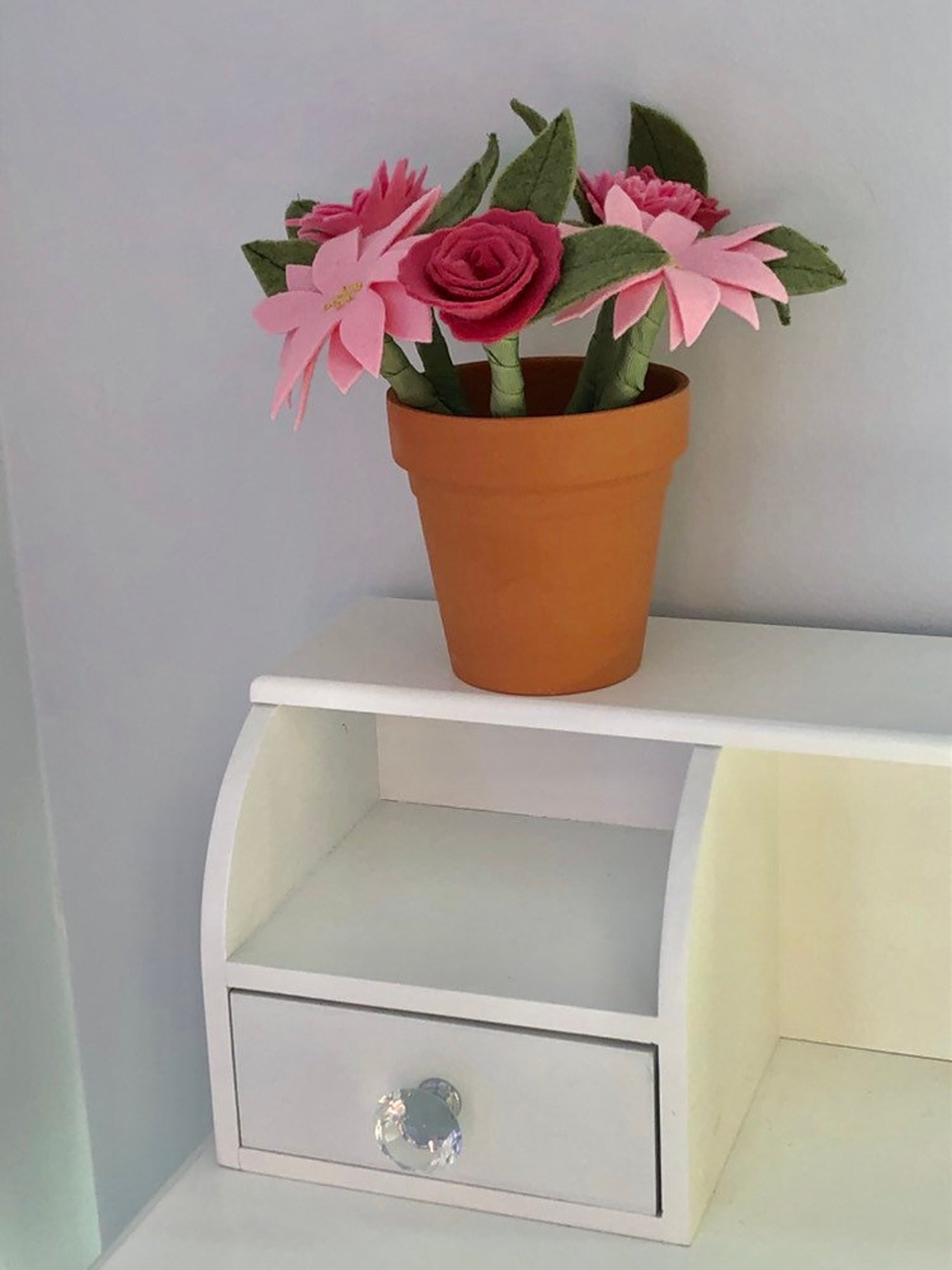 Pink Felt Flower Pens with Pot | Etsy