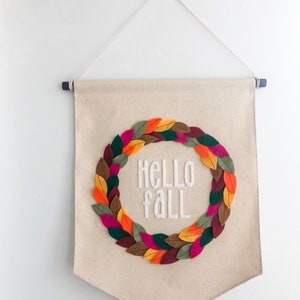 Hello Fall Felt Fall Leaves Canvas Banner and Door Hanger - Etsy