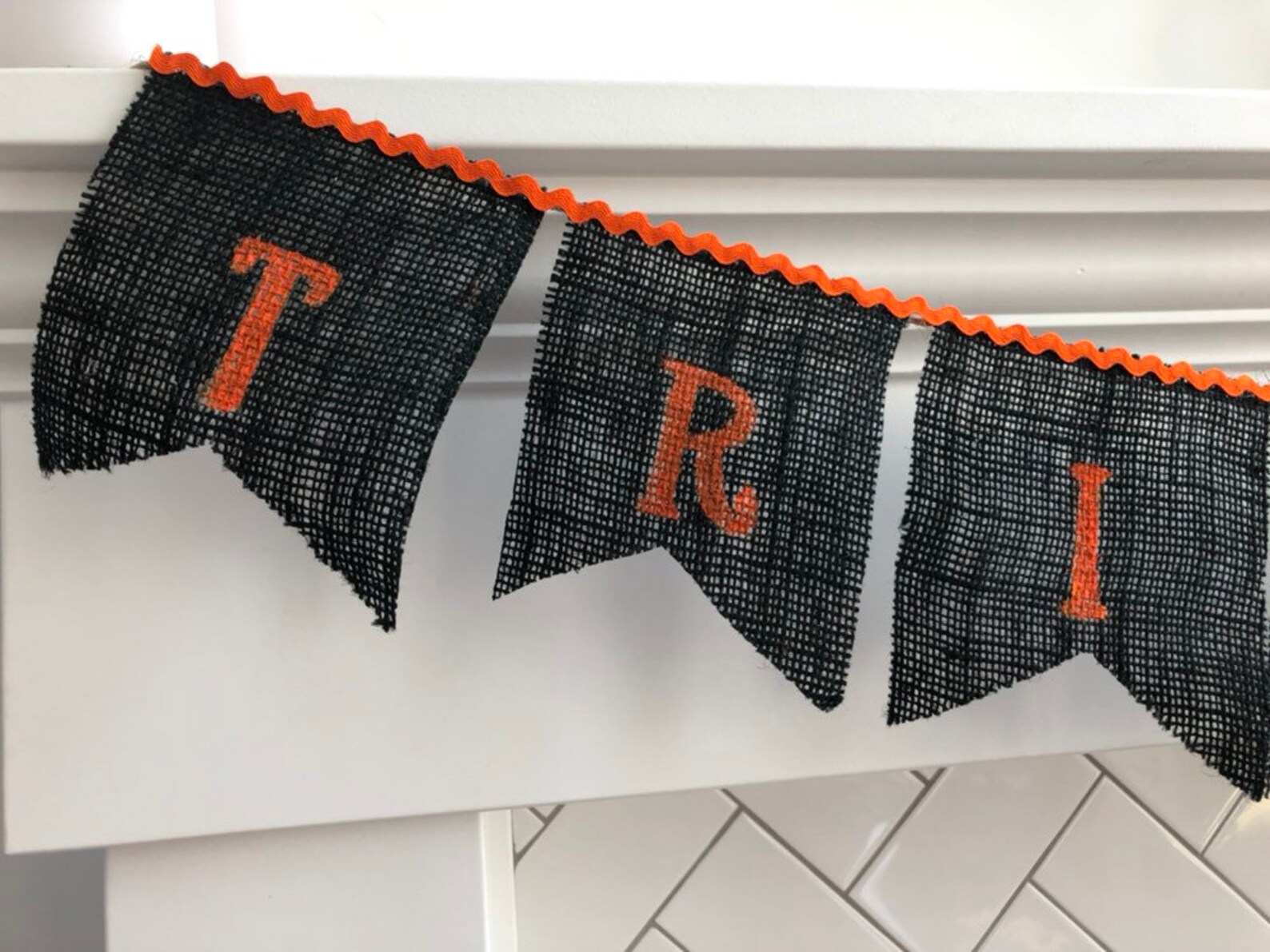 Trick-or-Treat Burlap Halloween Banner with Ric Rac trim | Etsy