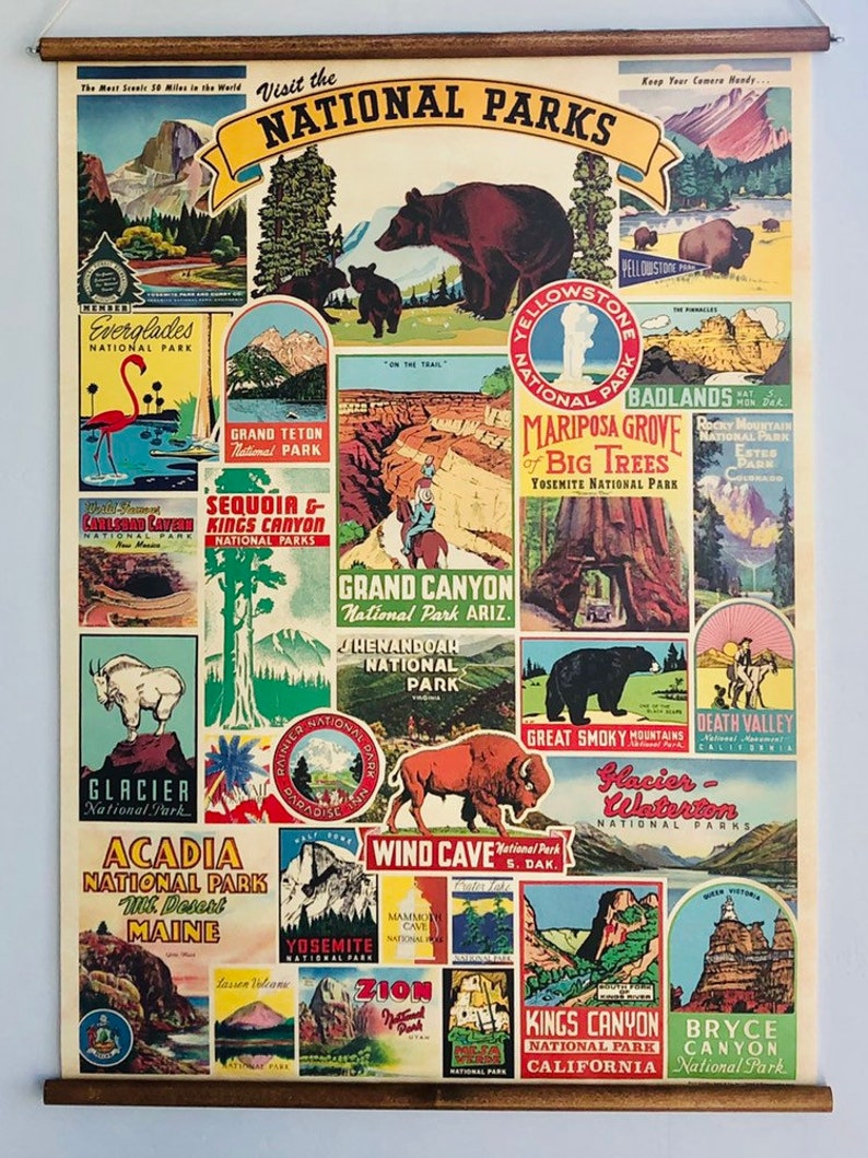 Vintage Style National Parks Poster Ready to Hang - Etsy