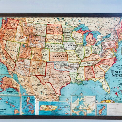 Vintage States and Capitals Classroom Poster Printable | Etsy