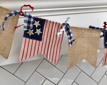 Usa-burlap Banner-a Patriotic Banner 4th of July Banner-patriotic Decor ...