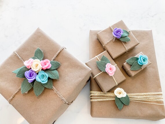 Felt Flower Gift Toppers With Tagsset of 5 | Etsy