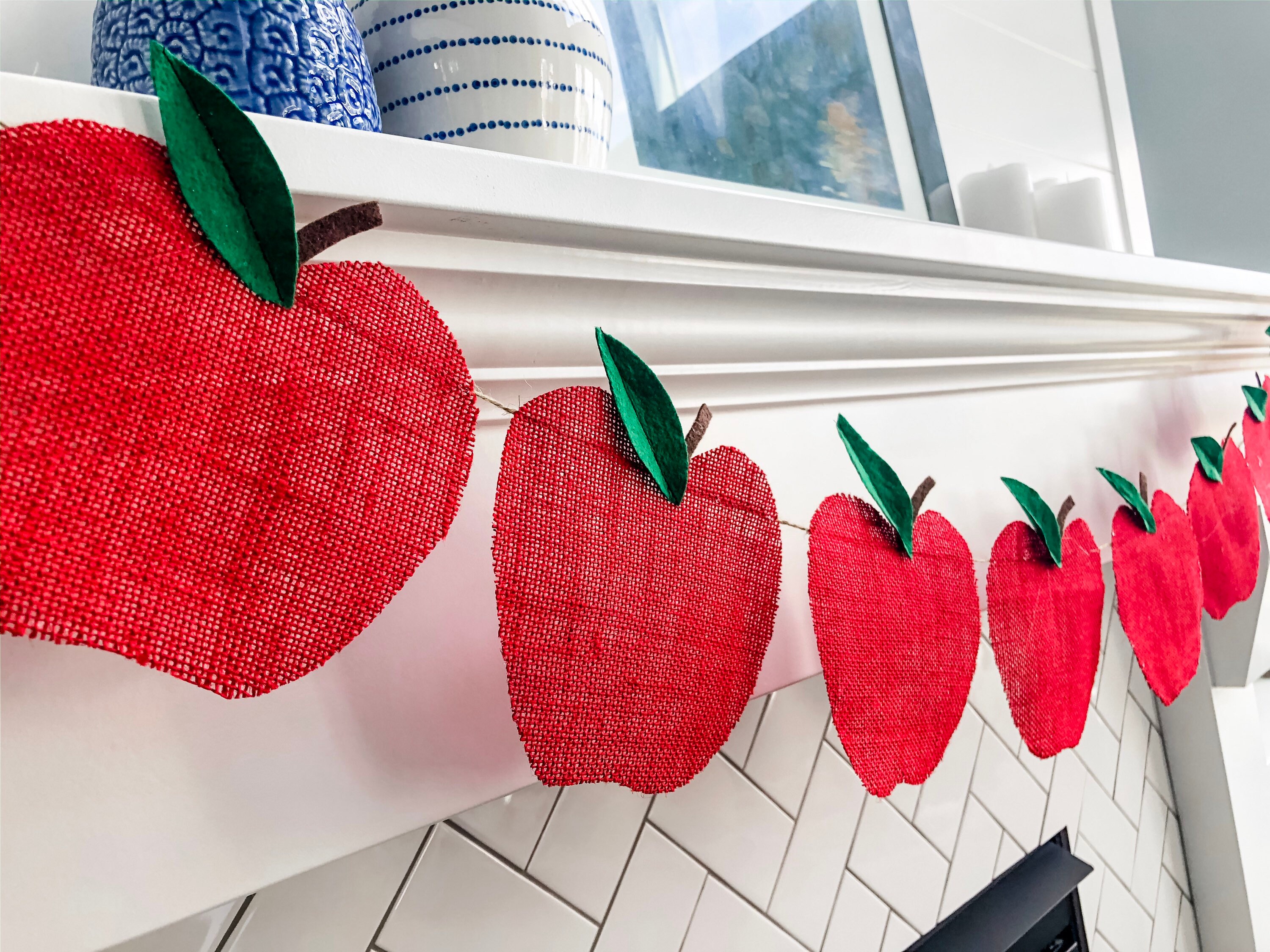 Back-to-School Burlap Apple Banner | Etsy