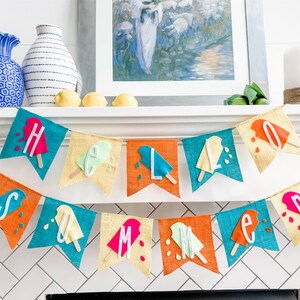 Hello Summer Popsicle Canvas Banner Wall or Door Hanger - Etsy