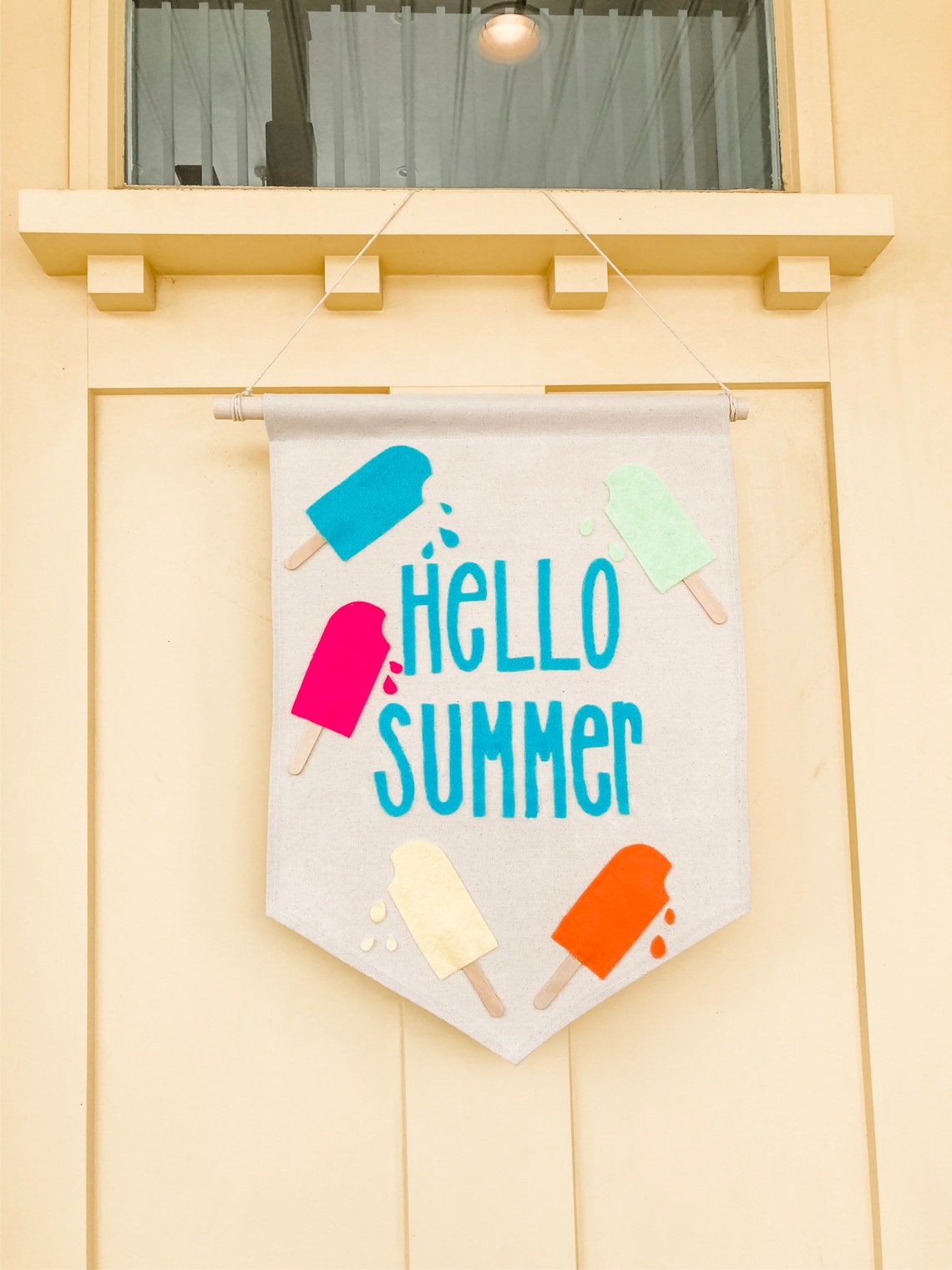 Hello Summer Popsicle Canvas Banner Wall or Door Hanger | Etsy