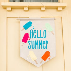 Hello Summer Popsicle Canvas Banner Wall or Door Hanger - Etsy