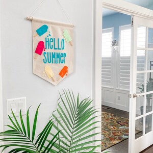 Hello Summer Popsicle Canvas Banner Wall or Door Hanger - Etsy