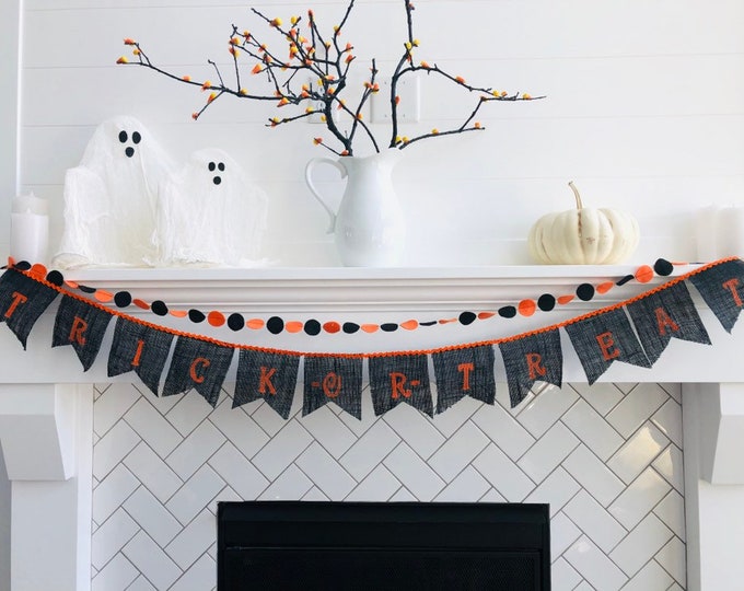 Trick-or-treat Burlap Halloween Banner With Ric Rac Trim - Etsy