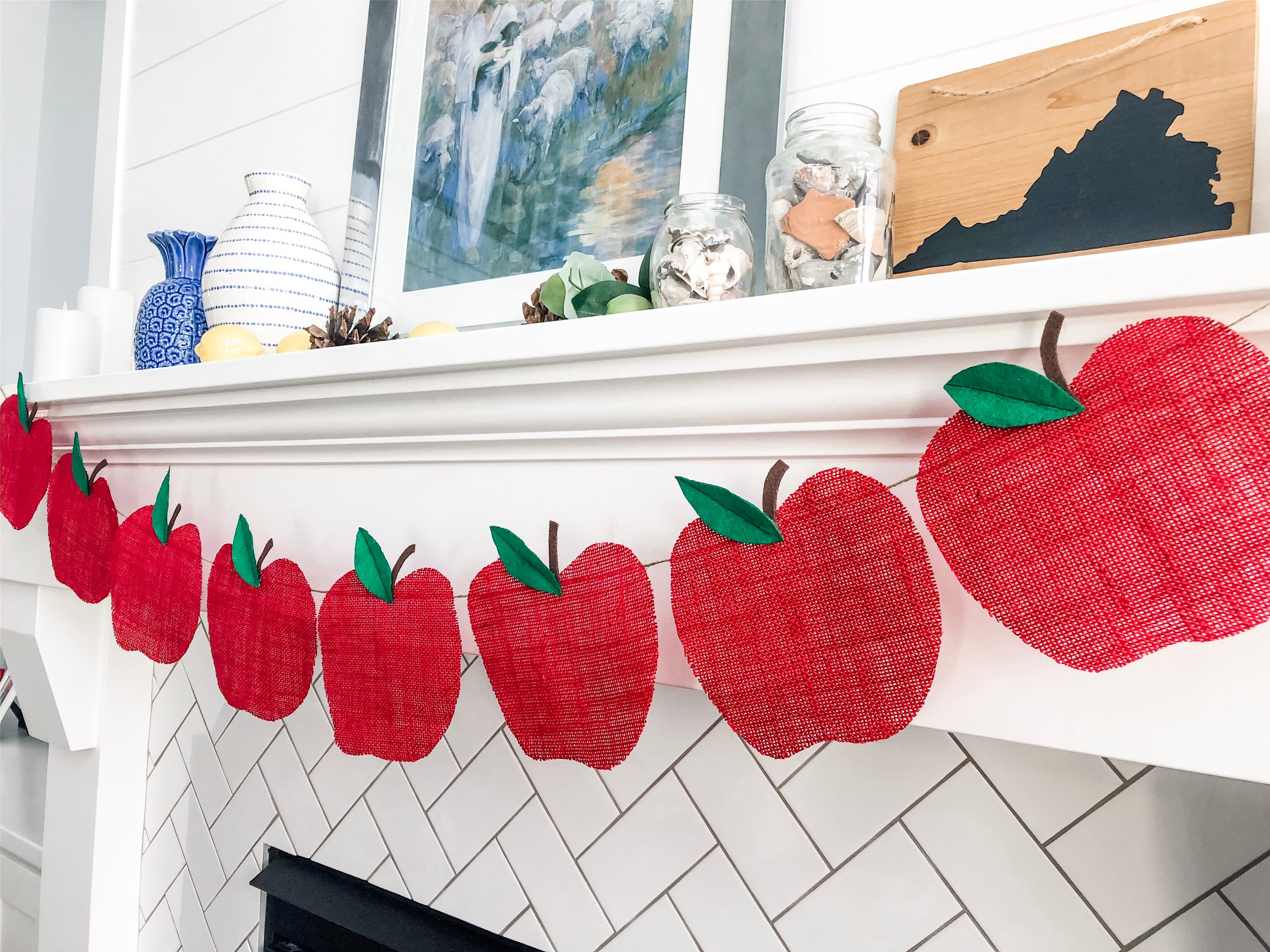 Back-to-School Burlap Apple Banner | Etsy