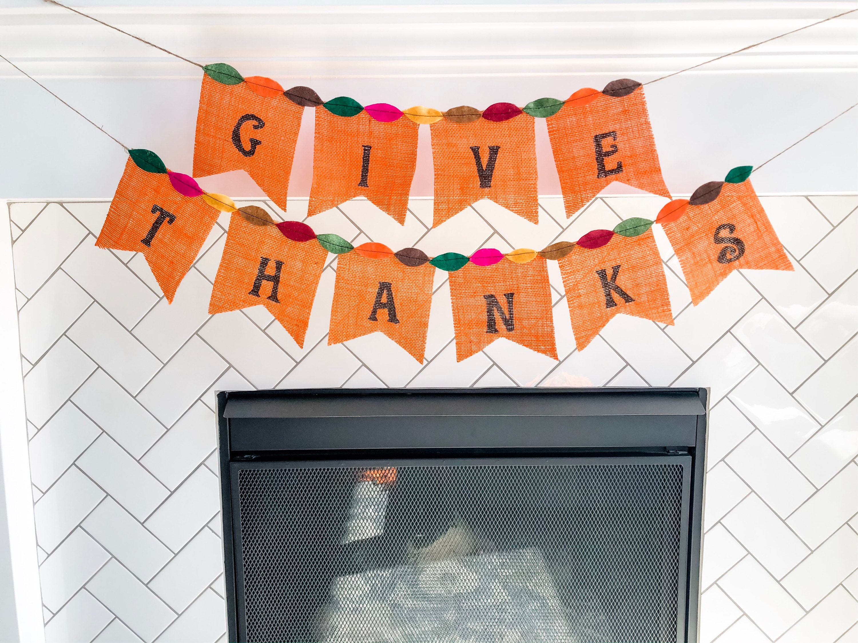 Give Thanks Burlap Banner