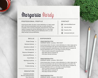 Modern Resume Template for Word, 1-3 Page Resume Cover Page Reference ...