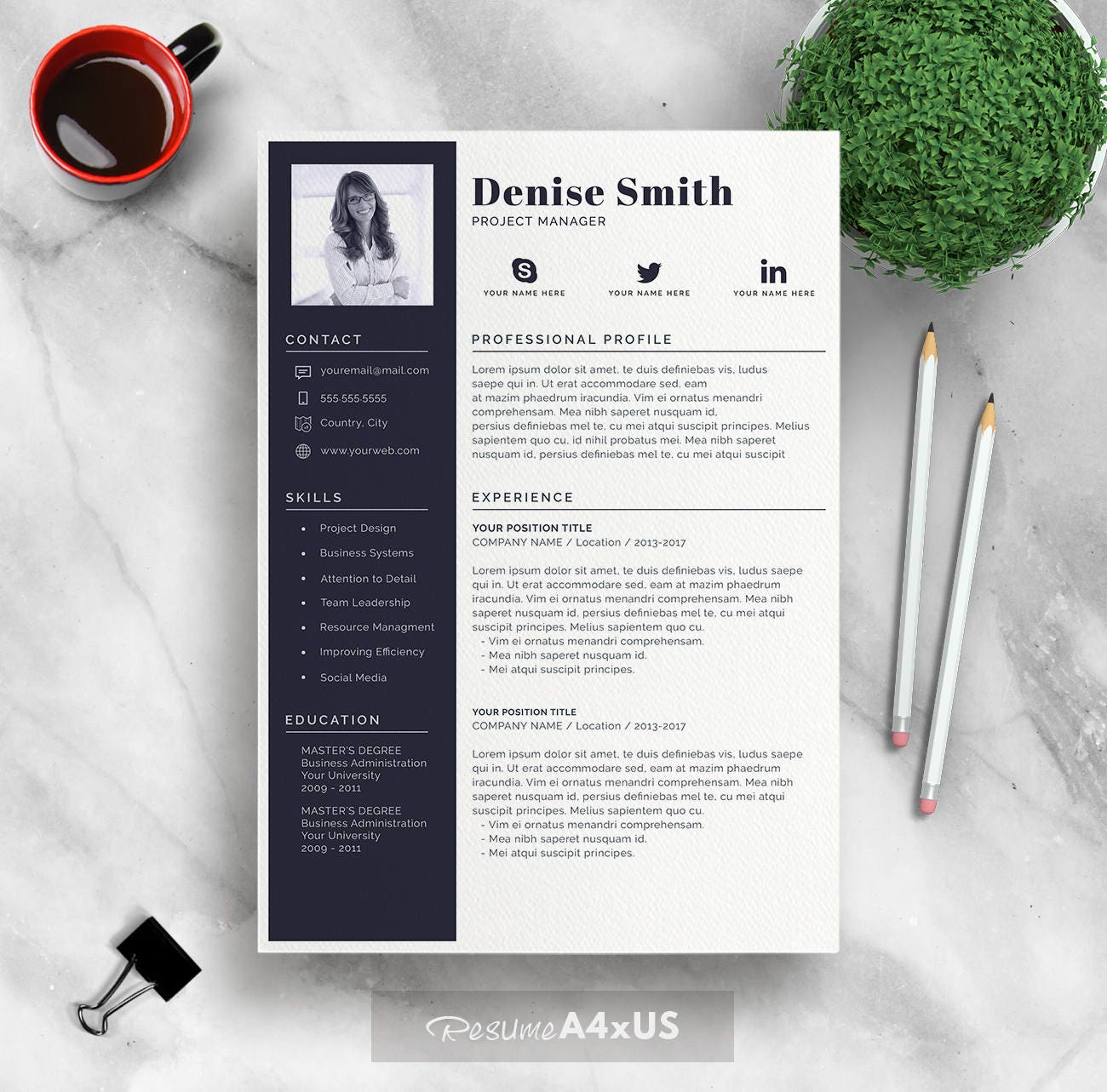 Modern Resume Template for Word, 1-3 Page Resume Cover Page Reference ...