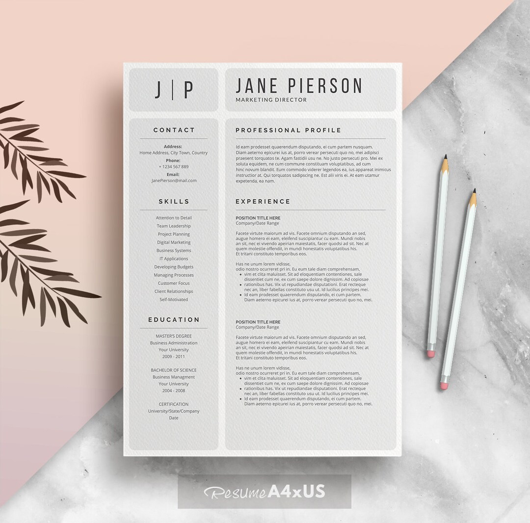 Modern Resume Template for Word 1 2 and 3 Page Resume - Etsy