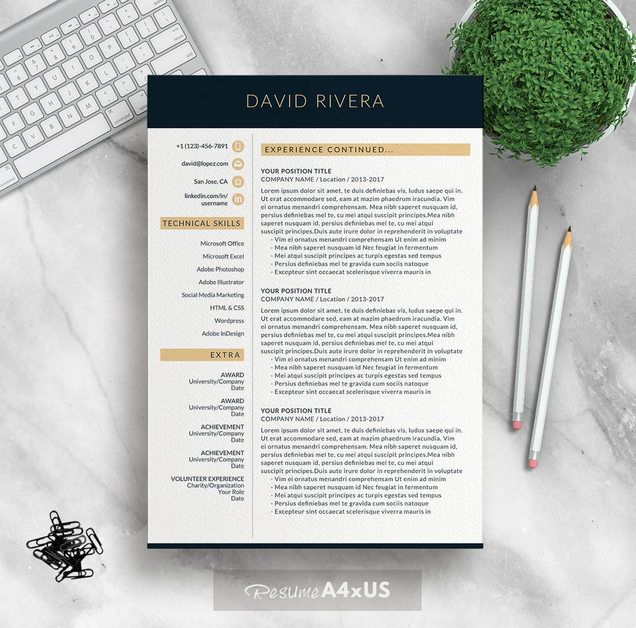 Professional Resume Template for Word 1-3 Page Resume Cover - Etsy