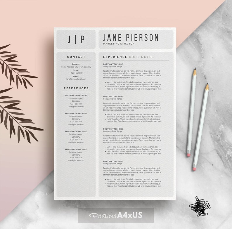 Modern Resume Template for Word 1 2 and 3 Page Resume - Etsy