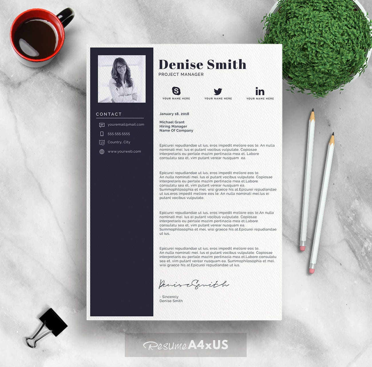 Modern Resume Template for Word, 1-3 Page Resume Cover Page Reference ...
