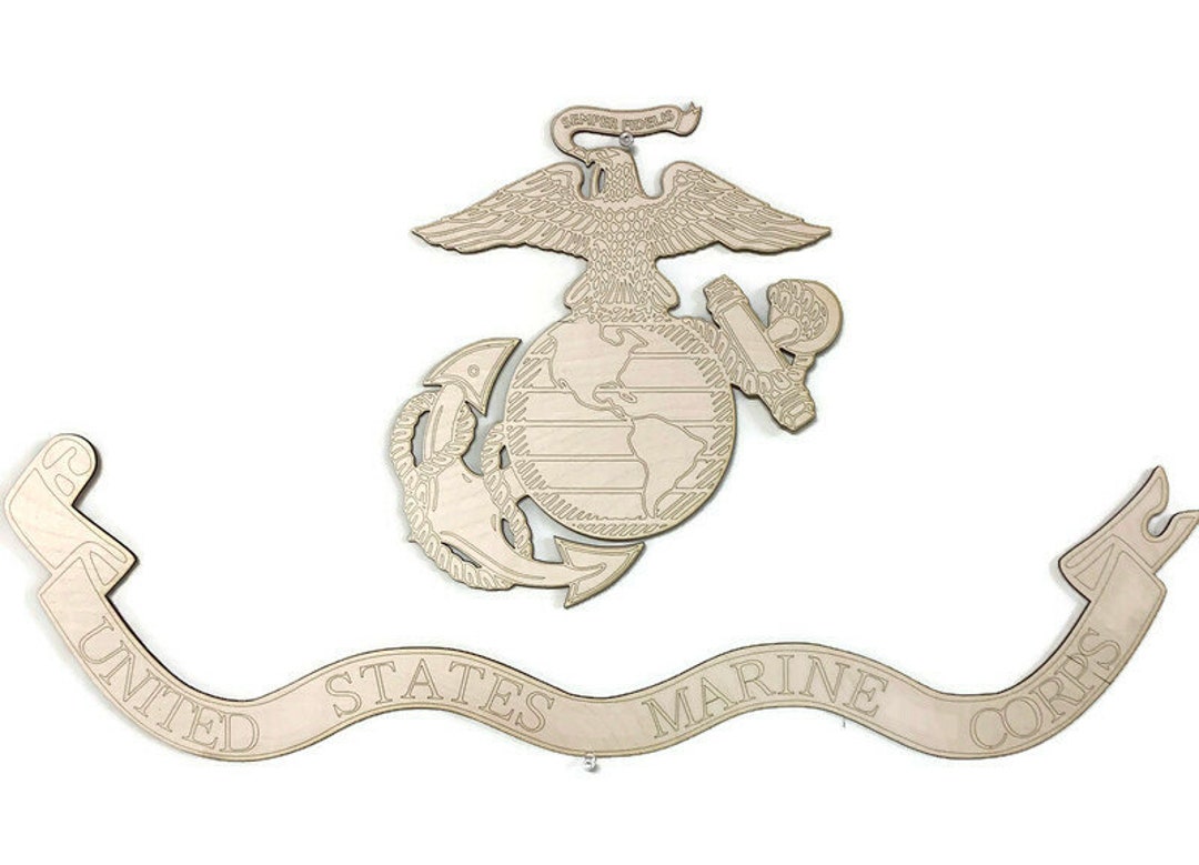 Us Marine Corps Ega And Banner Usmc Logo Various Sizes Laser Cut Birch Diy Craft Supplies Flag