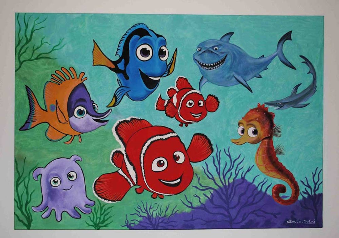Modern Paintings Handmade Paintings on Canvas Nemo Red Blue Blue Ideal ...