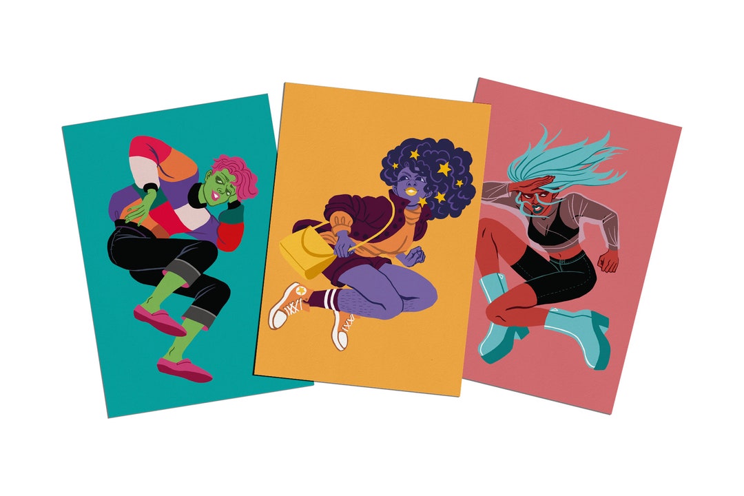 Floating Characters Postcard Set - Etsy