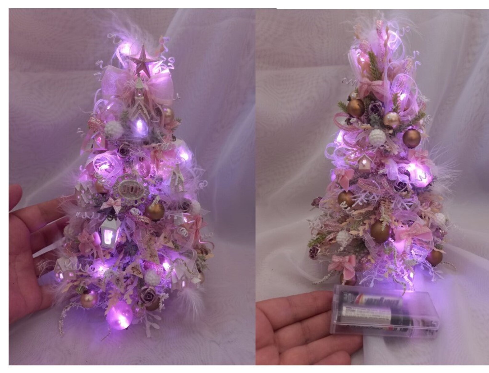 Dollhouse Miniature Christmas Pink Tree Light Up - Etsy
