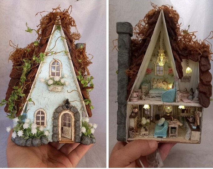 1:48 Dollhouse Cottage Chalet Fairy House Light up Quarter Scale - Etsy