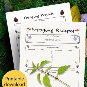 Foraging PDF Nature Journal Recipe Pages Wild Food Edible - Etsy