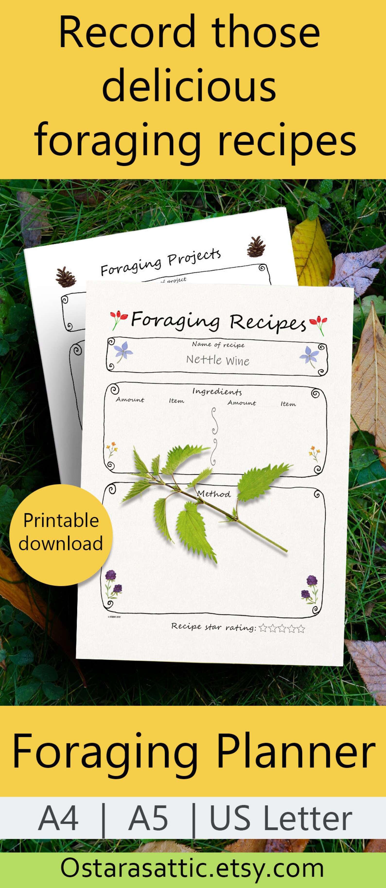 Foraging PDF Nature Journal Recipe Pages Wild Food Edible - Etsy