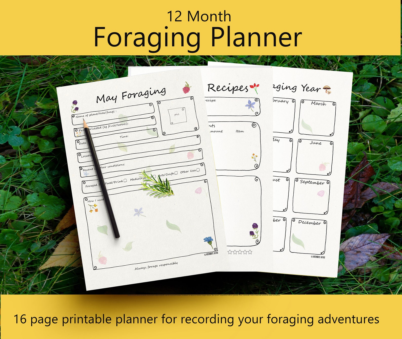 Foraging PDF Nature Journal Recipe Pages Wild Food Edible - Etsy