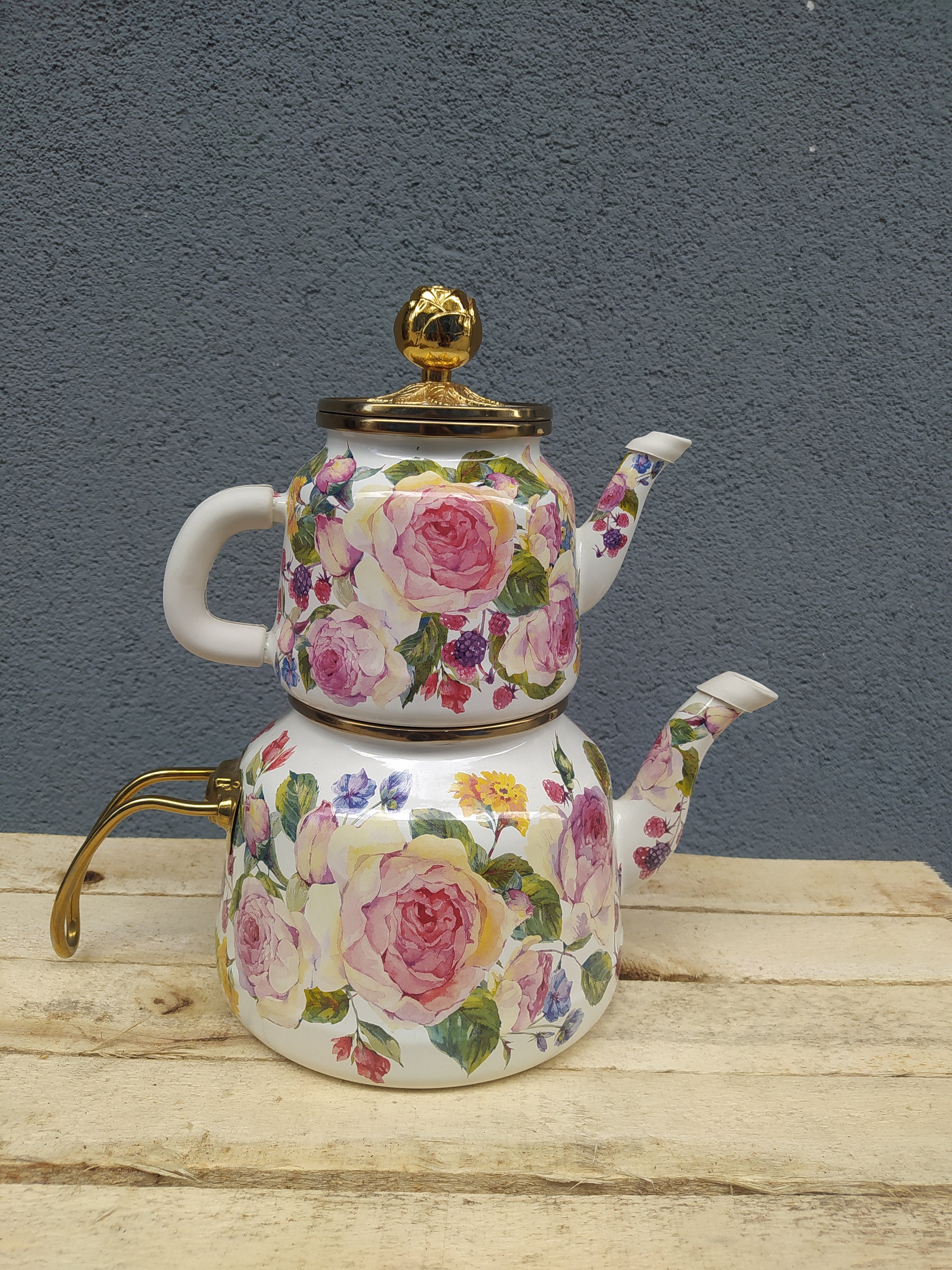 Teapot Enamel Teapot Otantic Teapot Turkish Teapot Leaf - Etsy