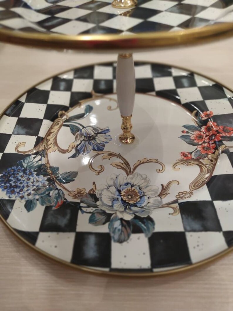 2 Layers Cake Stand Enamel Cake Stand - Etsy
