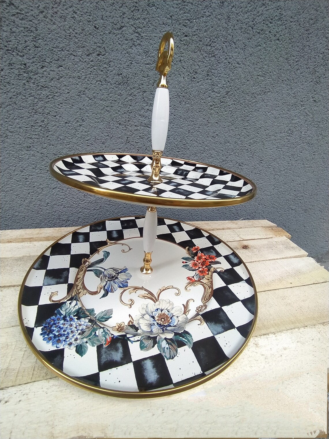 2 Layers Cake Stand, Enamel Cake Stand - Etsy