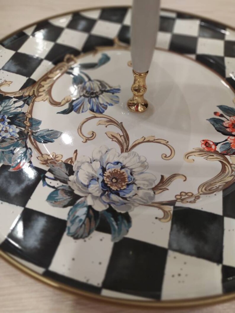 2 Layers Cake Stand Enamel Cake Stand - Etsy