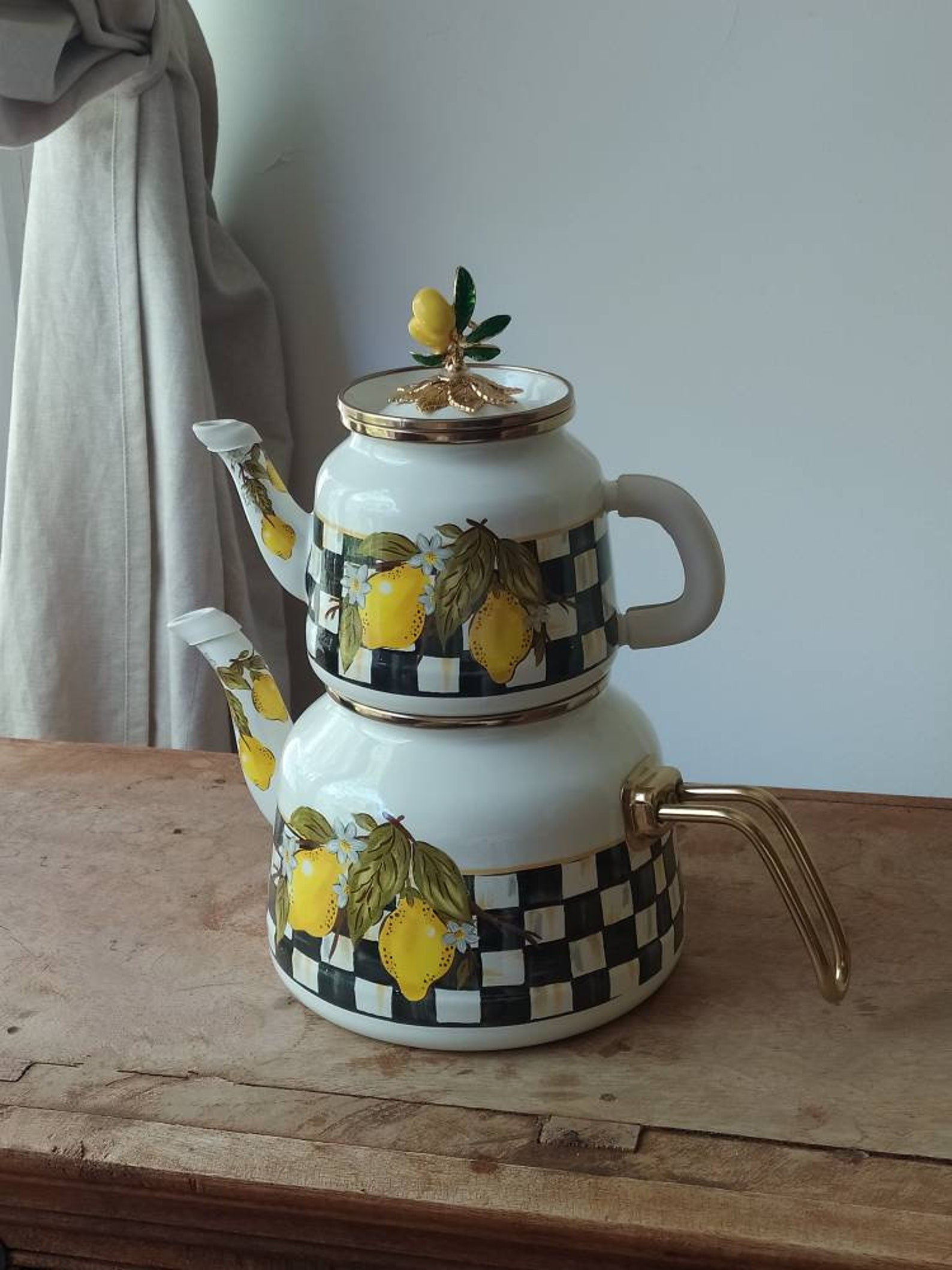 Enamel Teapot , Lemon Design Teapot , Turkish Teapot , Tea Kettle for ...