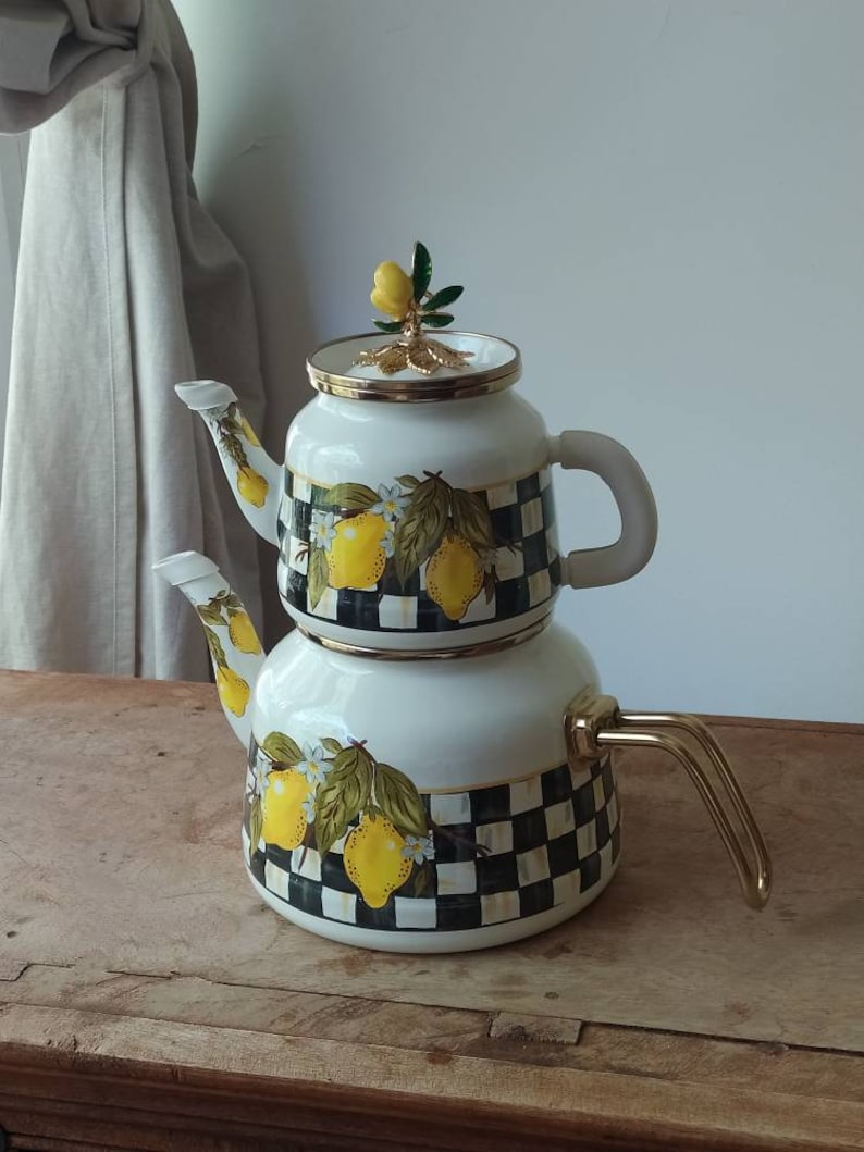 Enamel Teapot , Lemon Design Teapot , Turkish Teapot , Tea Kettle for ...