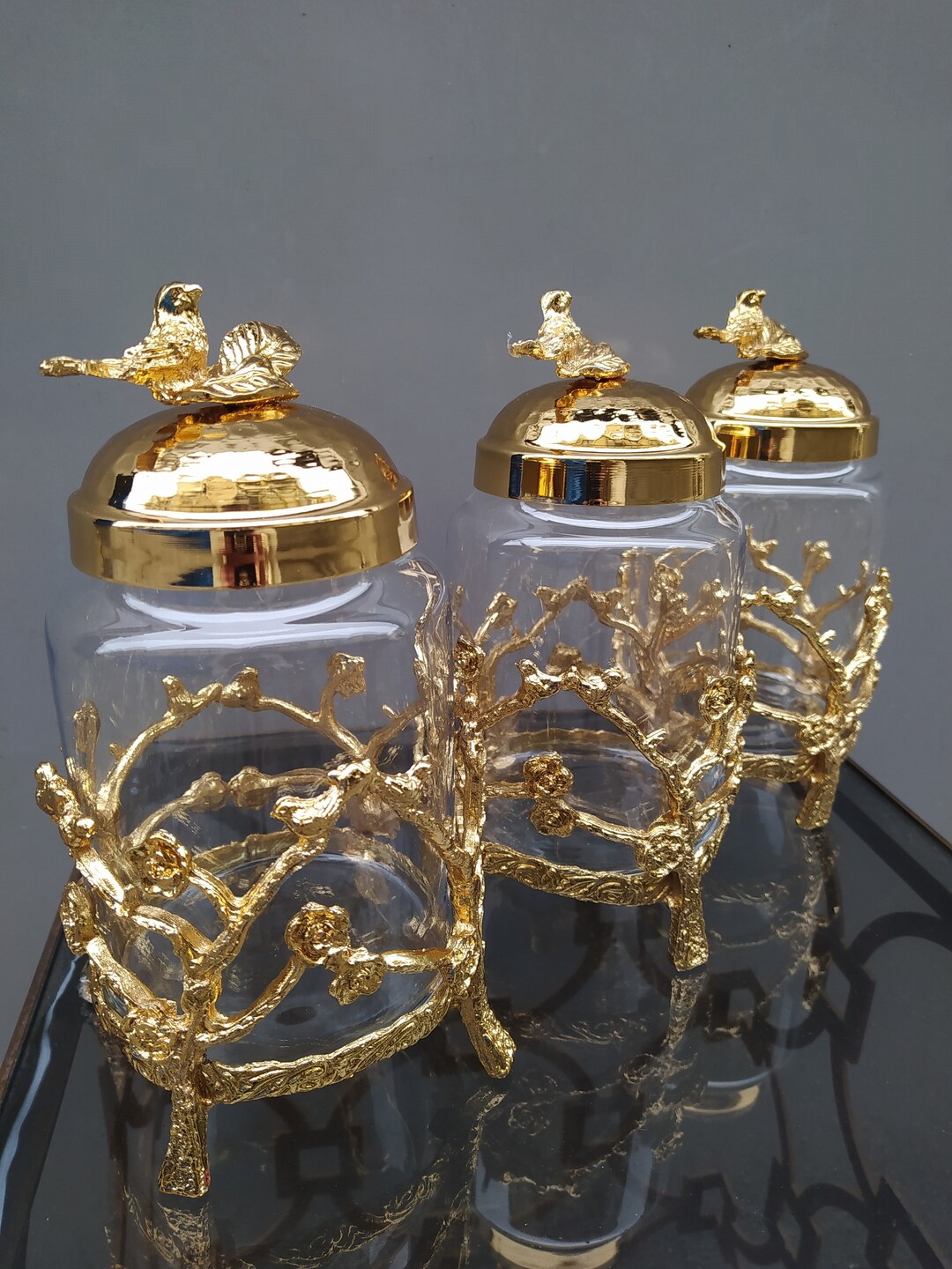 Stunning 600 Ml Jar Set , Last 2 Set Kitchen Jars ,gold Jars , Gold ...