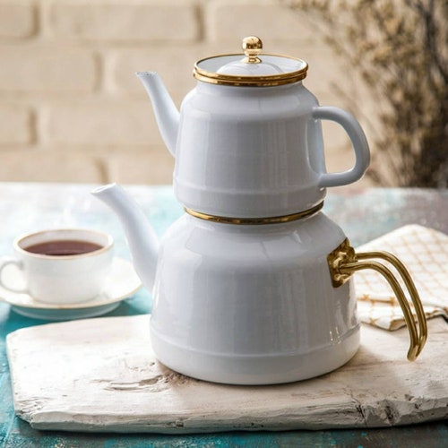 Enamel Teapot Set Turkish Tea Pot Set Tea Kettle for Loose - Etsy