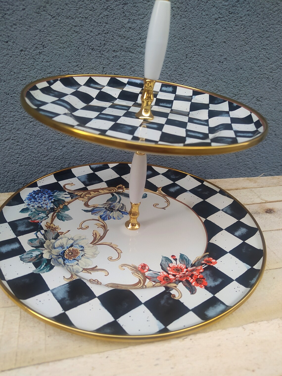 2 Layers Cake Stand, Enamel Cake Stand - Etsy