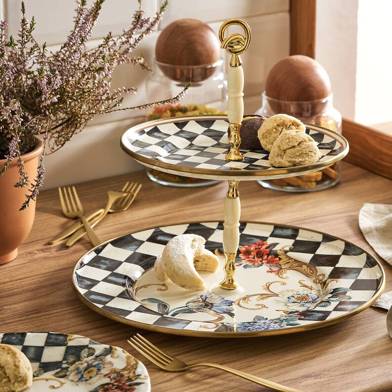 2 Layers Cake Stand Enamel Cake Stand - Etsy