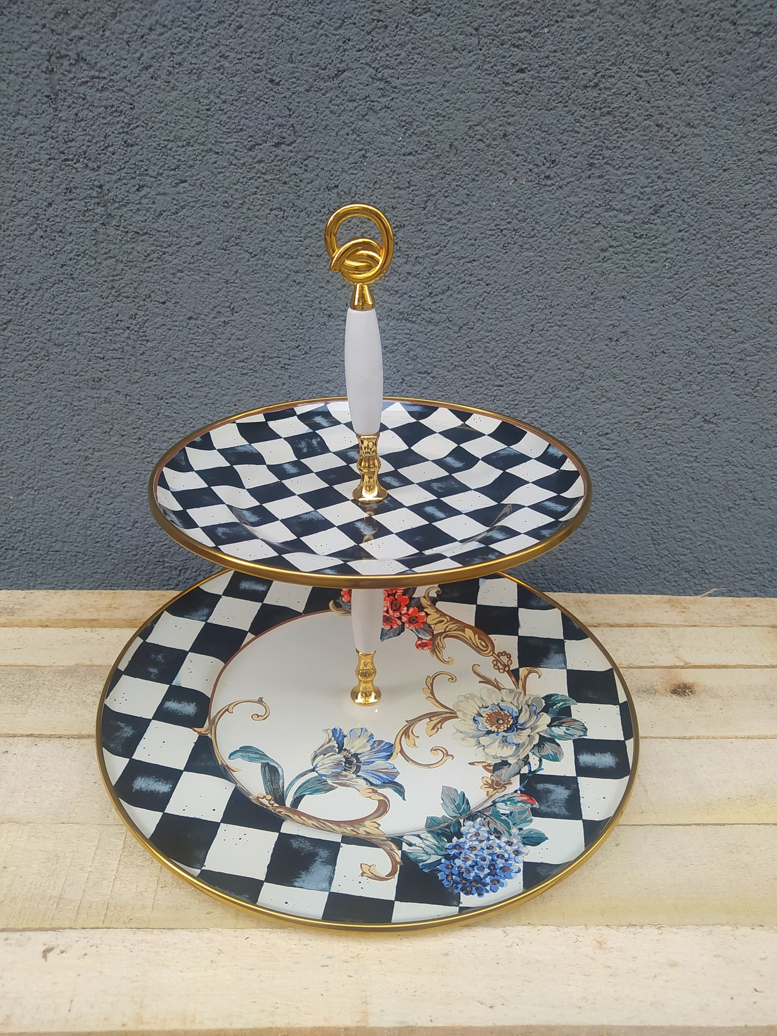 2 Layers Cake Stand, Enamel Cake Stand - Etsy