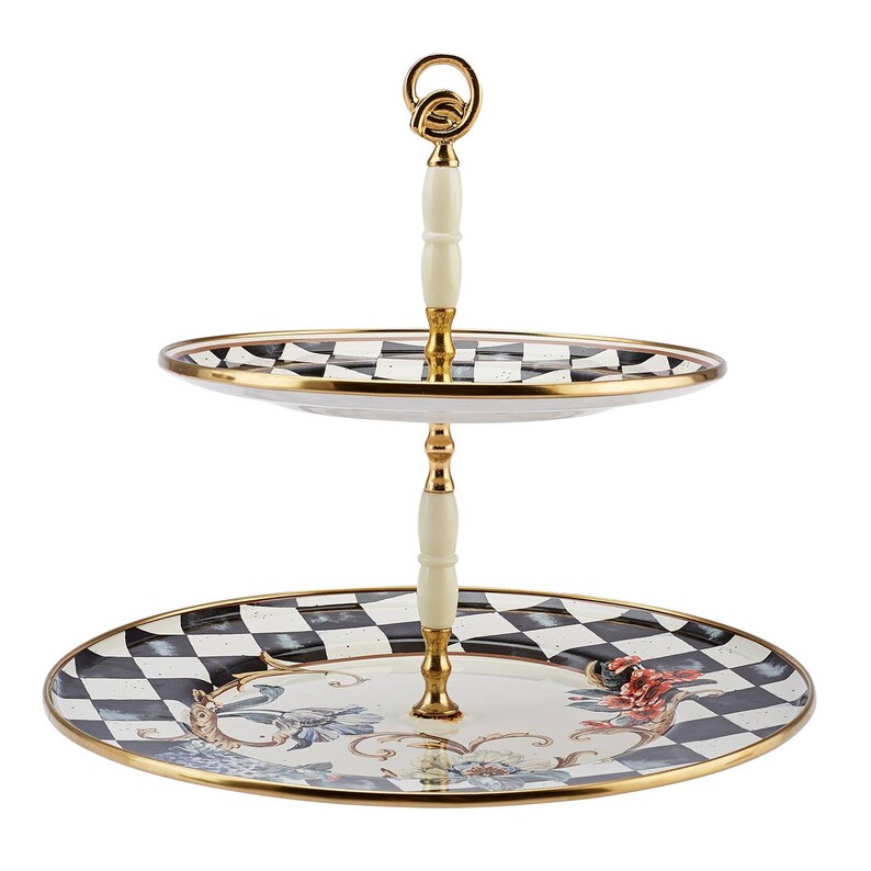 2 Layers Cake Stand Enamel Cake Stand - Etsy