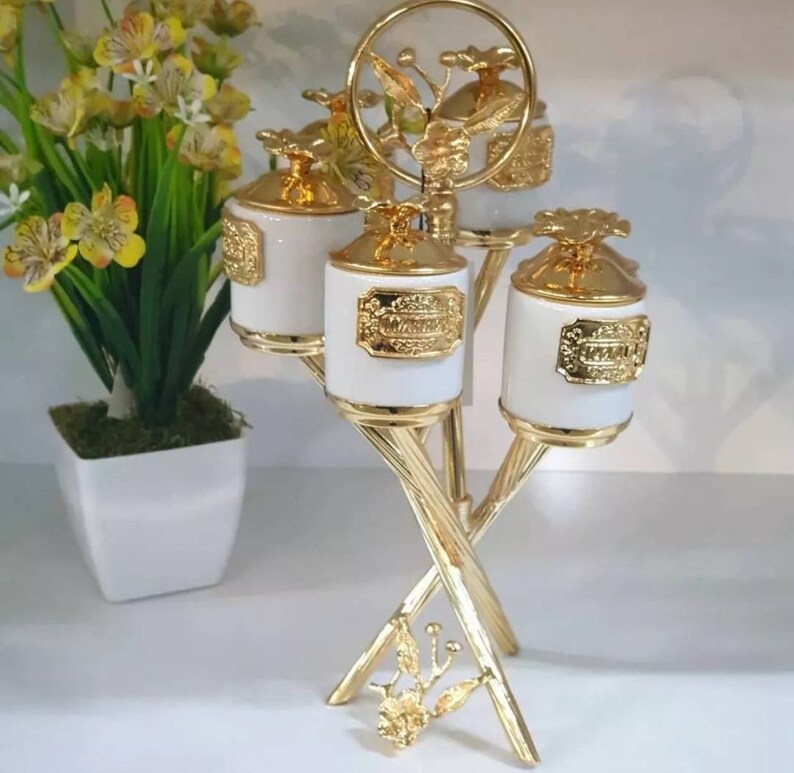 6 Pcs Golden Spice Set, Gold , Silver Spice Boxes , Spice Storage ...