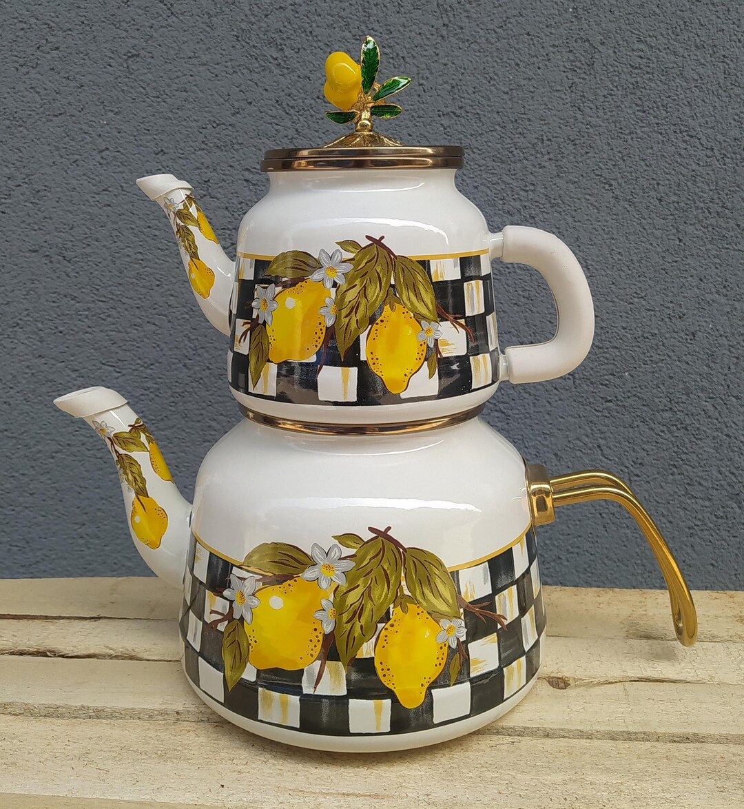 Enamel Teapot , Lemon Design Teapot , Turkish Teapot , Tea Kettle for ...