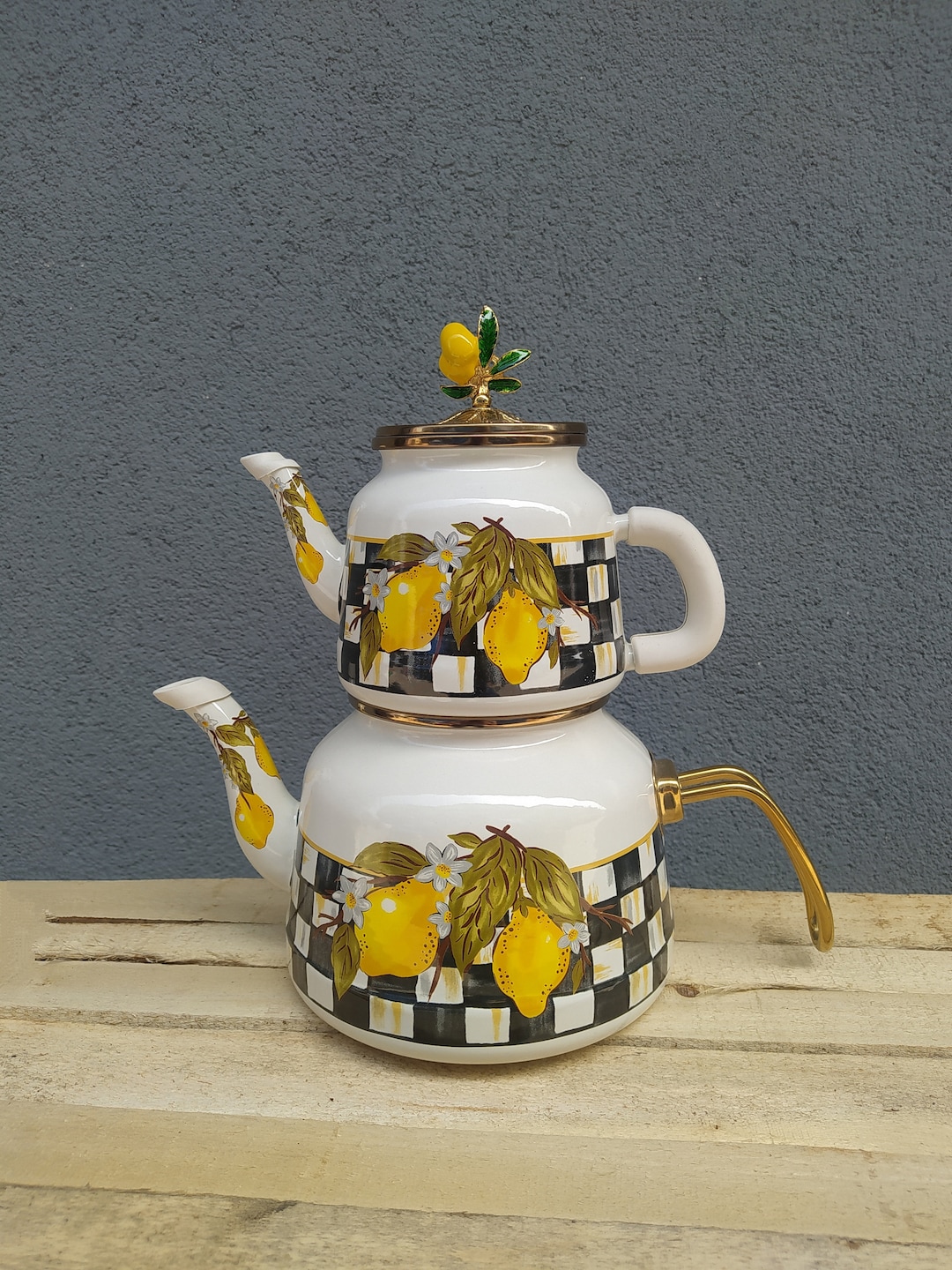 Enamel Teapot , Lemon Design Teapot , Turkish Teapot , Tea Kettle for ...