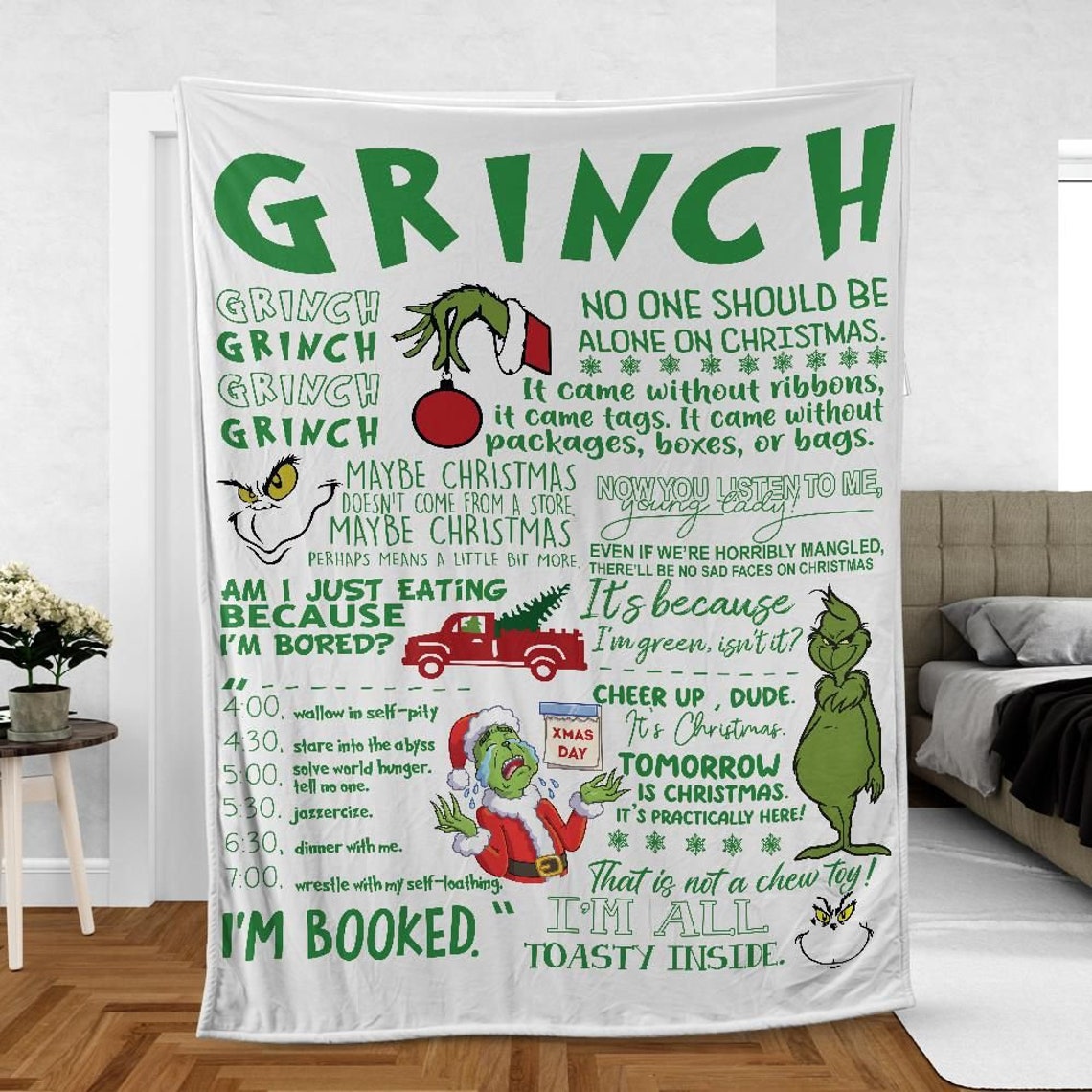 Grinch Christmas Movie Fleece Blanket Christmas Gift Grinch Theme - Etsy