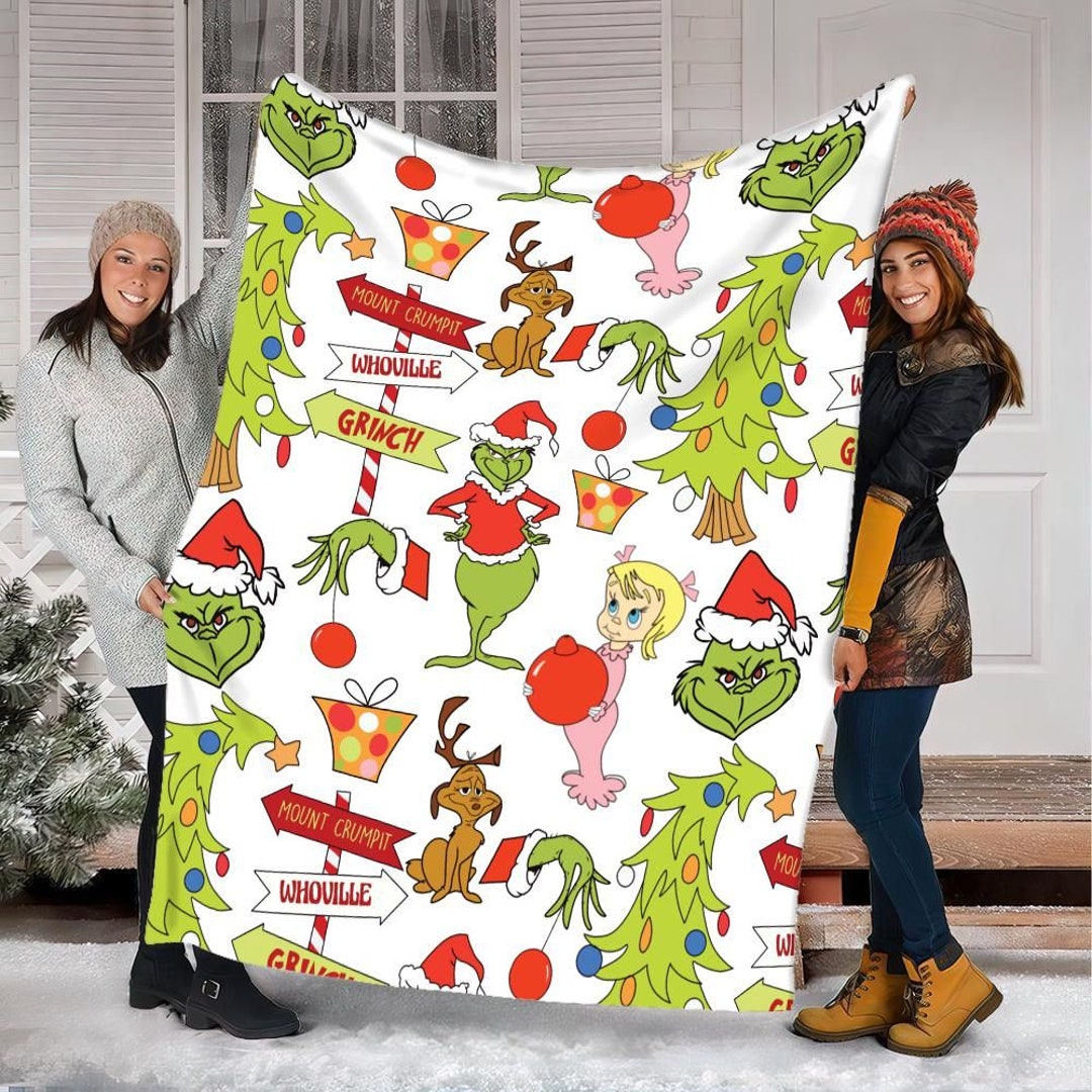 Grinch Premium Fleece Blanket Christmas Decor PERSONALIZE - Etsy